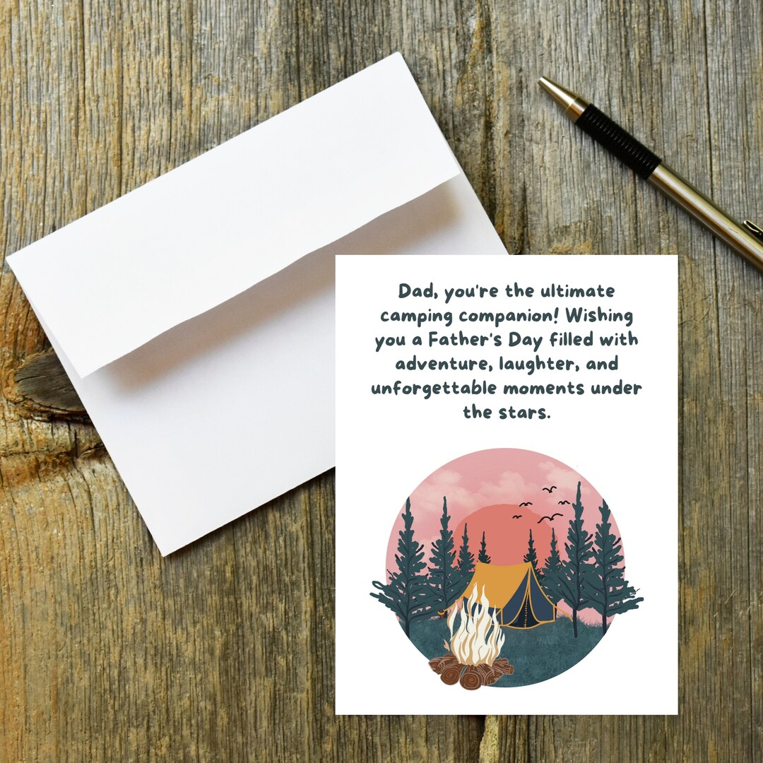 Camping Dad Father's Day Printable Greeting Card With DIY Printable ...