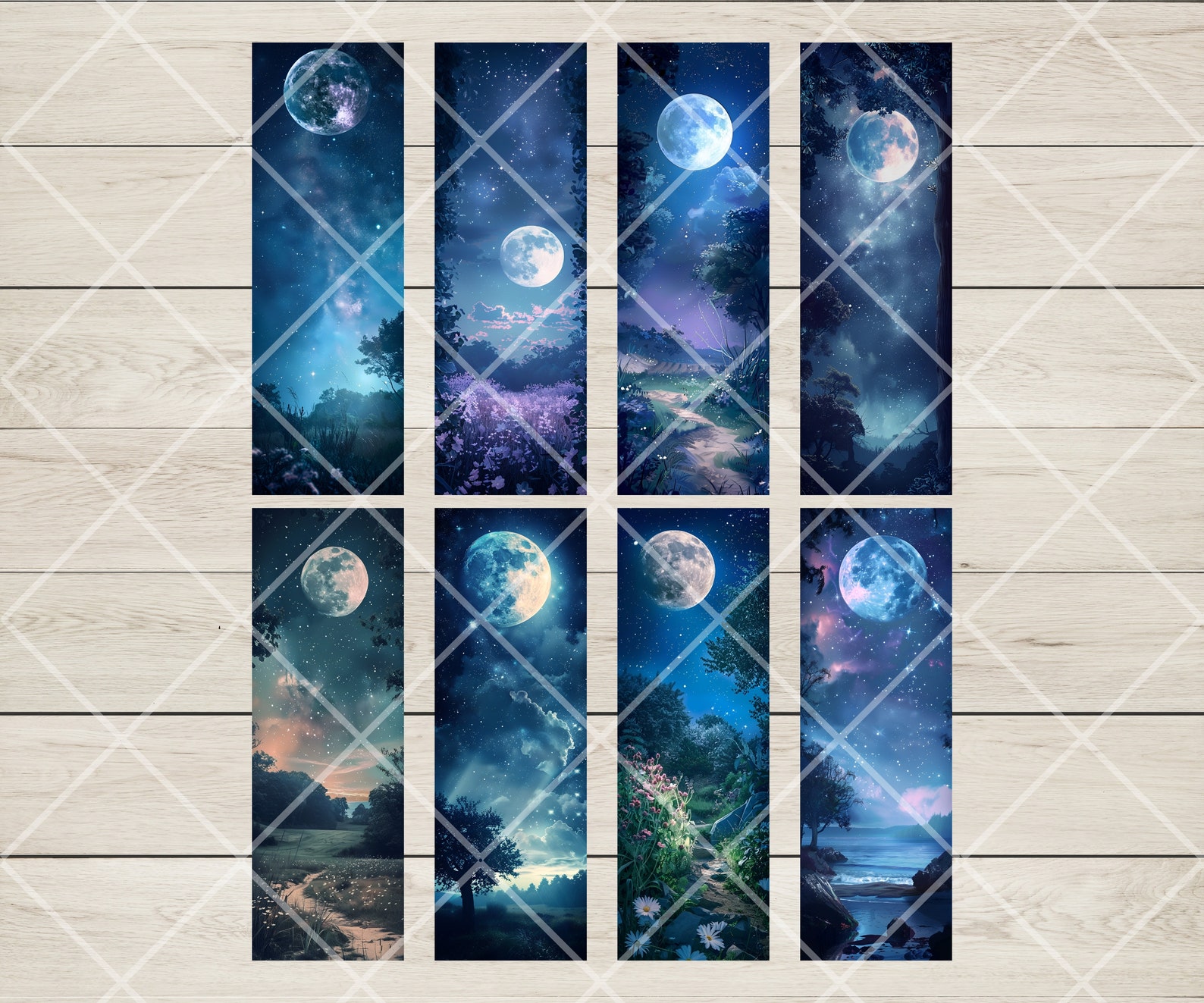 Printable Bookmarks Set of 8 Digital Download 11x8.5 PDF and Separate ...