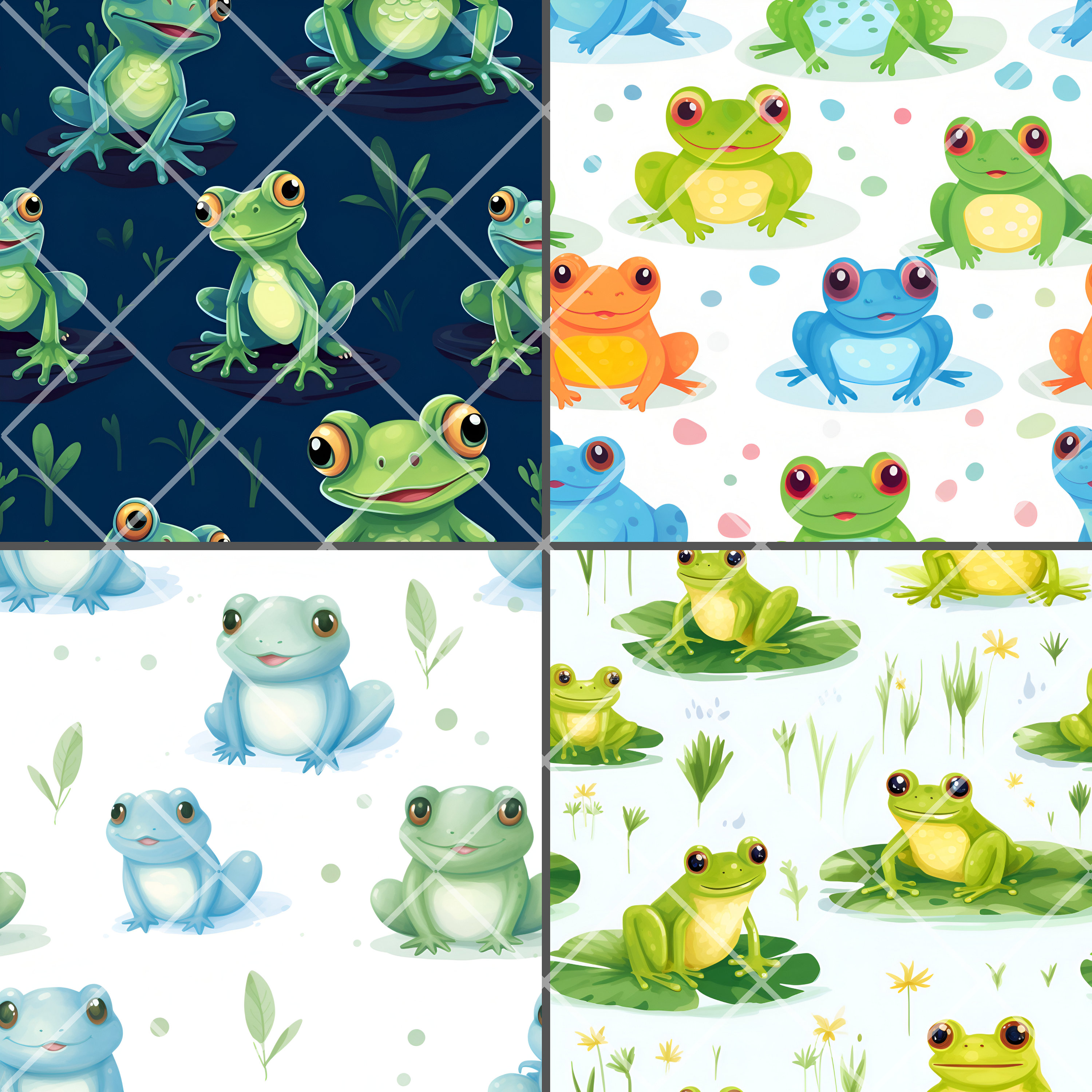 Playful Frogs Digital Paper Printable Background Scrapbook Papers 12x12 ...