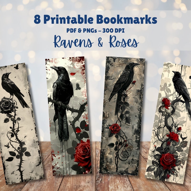 Raven Bookmark Printable - Etsy UK