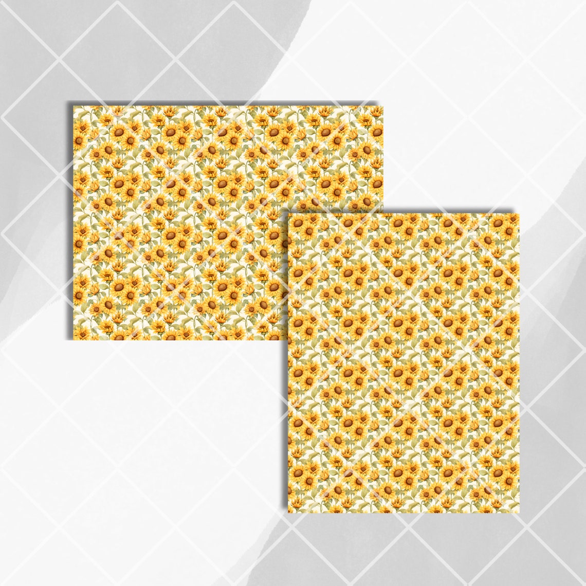 Watercolor Sunflowers 8.5x11 Repeat Pattern Digital Paper Printable ...