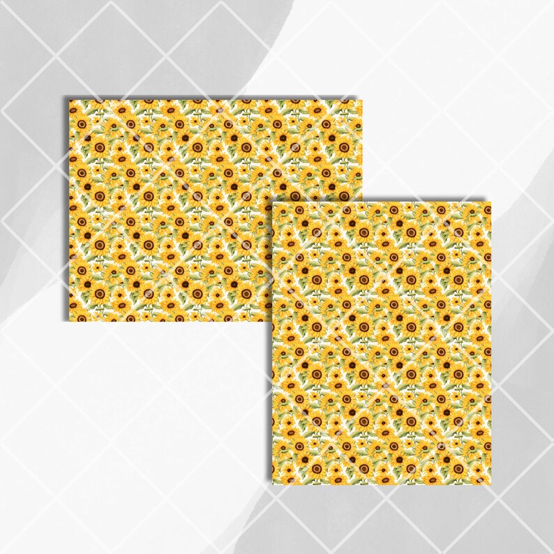 Watercolor Sunflowers 8.5x11 Repeat Pattern Digital Paper Printable ...