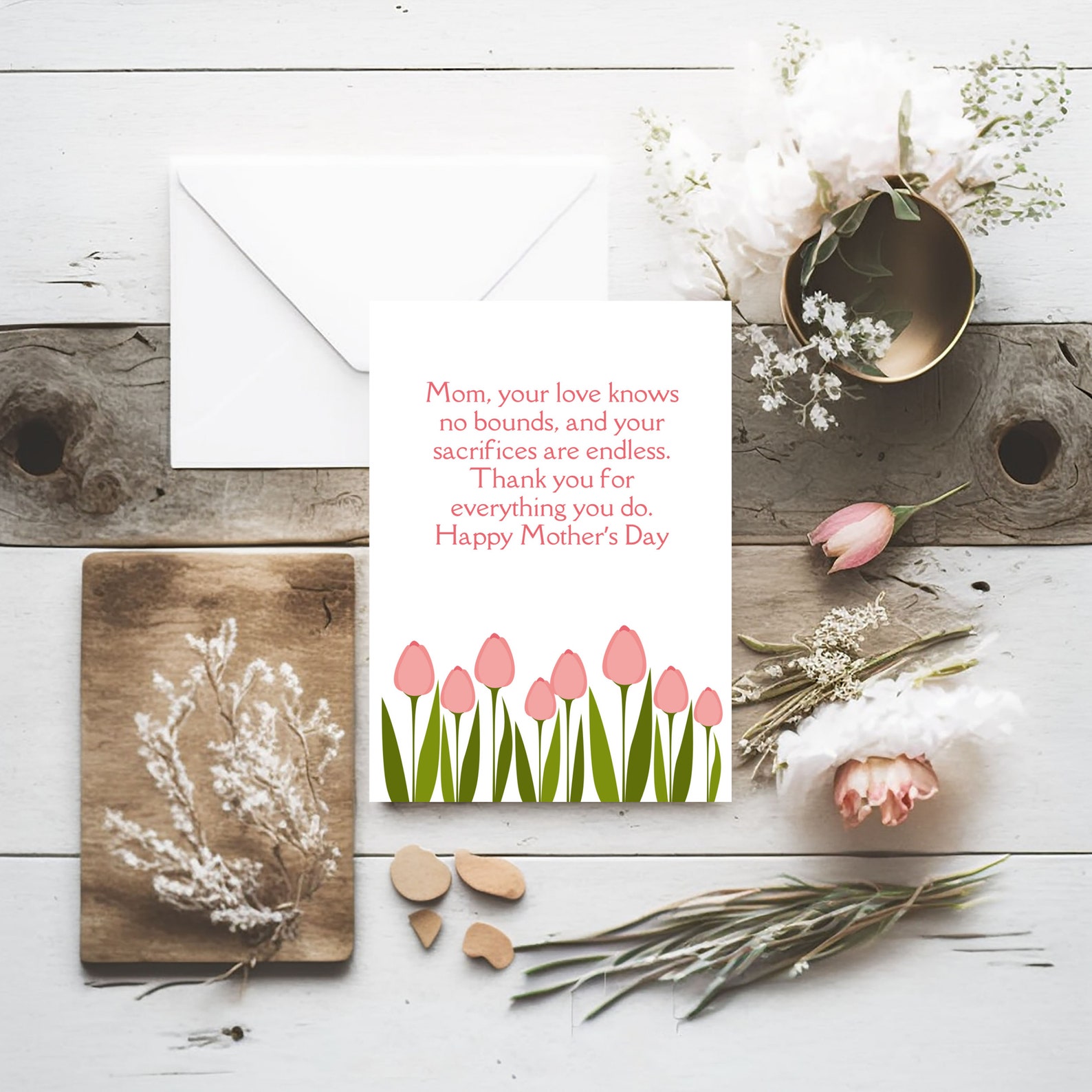 Mother's Day Printable Greeting Card Includes DIY Printable Envelope ...