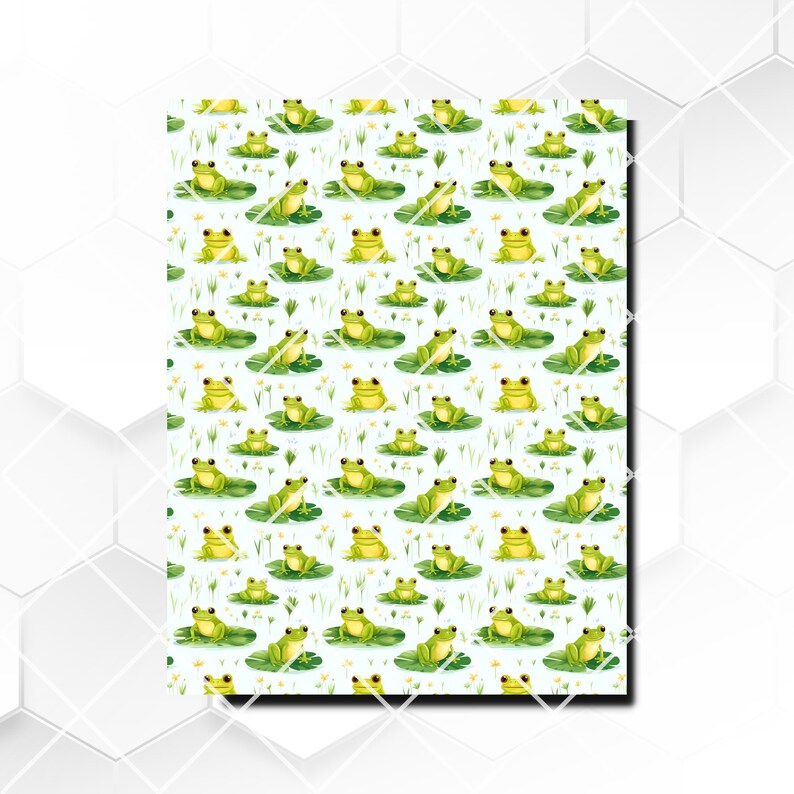 Playful Frogs Digital Paper, Printable Background Scrapbook Papers 8 ...