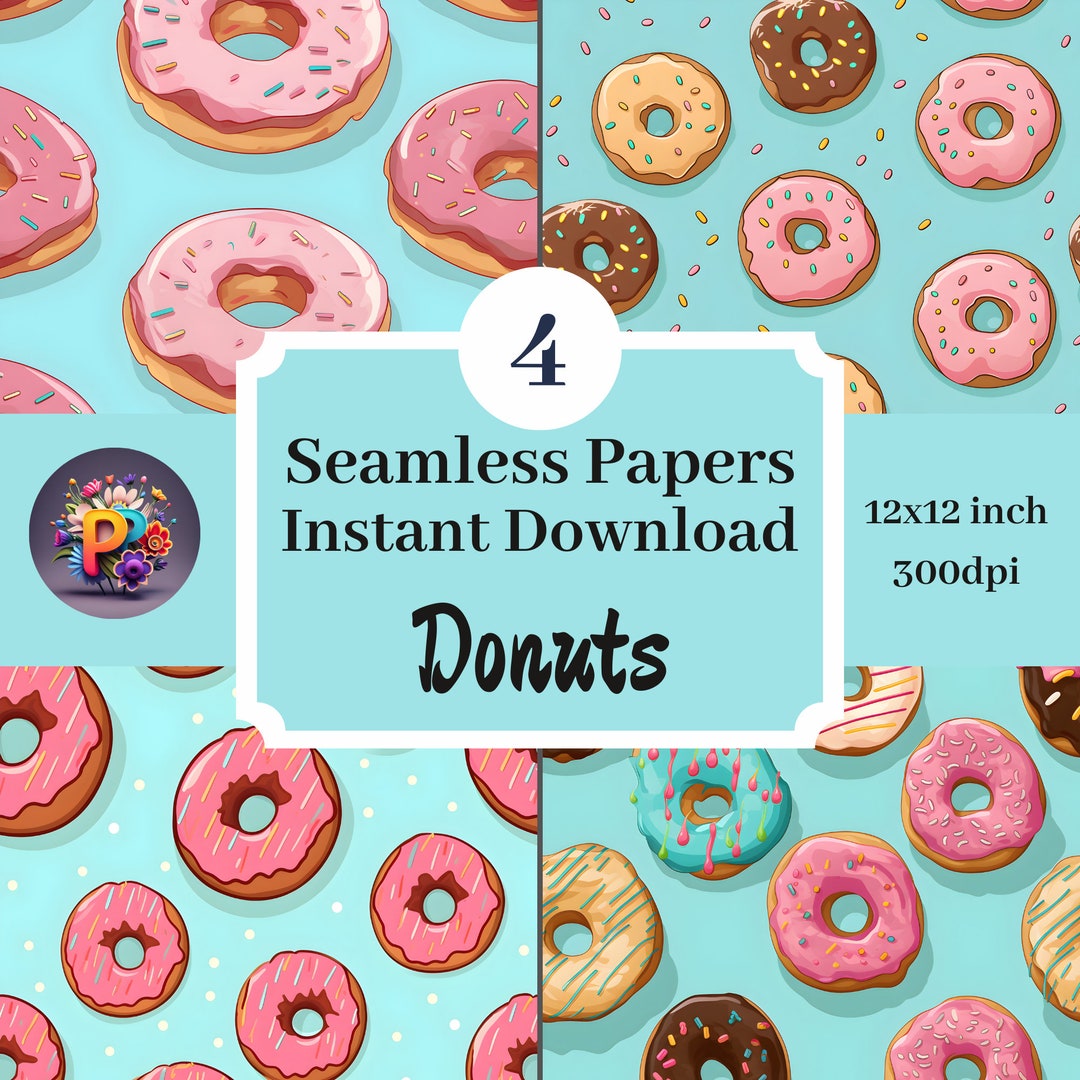 Donuts Printable Background Scrapbook Papers, 12x12 Seamless Pattern ...