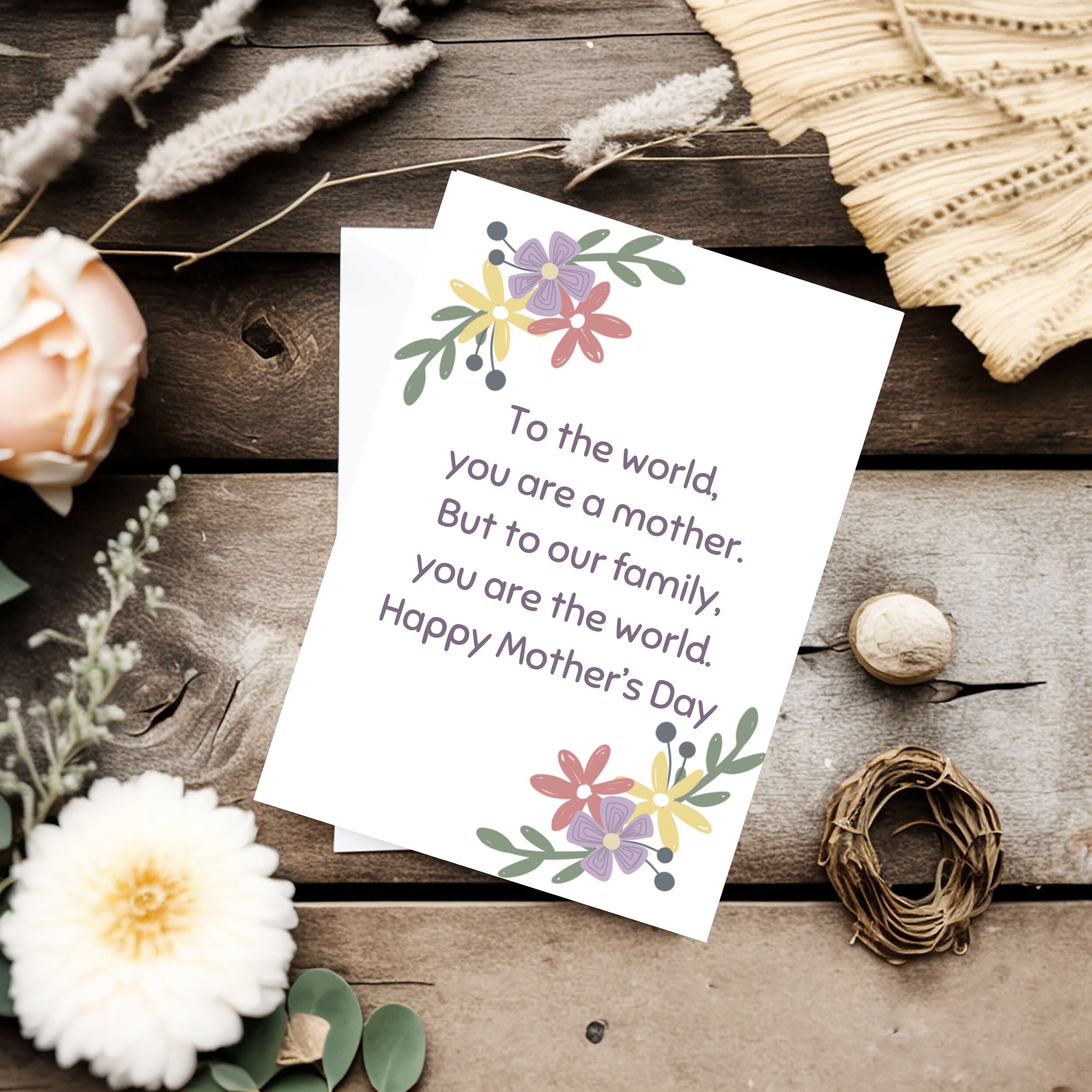 Mother's Day Printable Greeting Card Includes DIY Printable Envelope ...