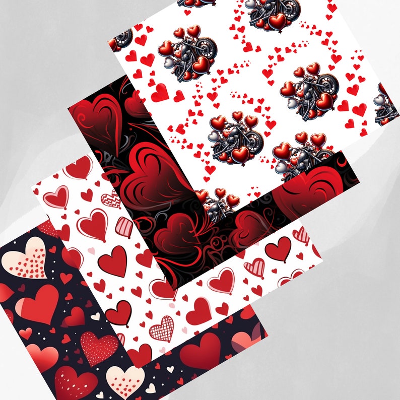 Motorcycle Love Digital Paper Printable Background Scrapbook Papers ...