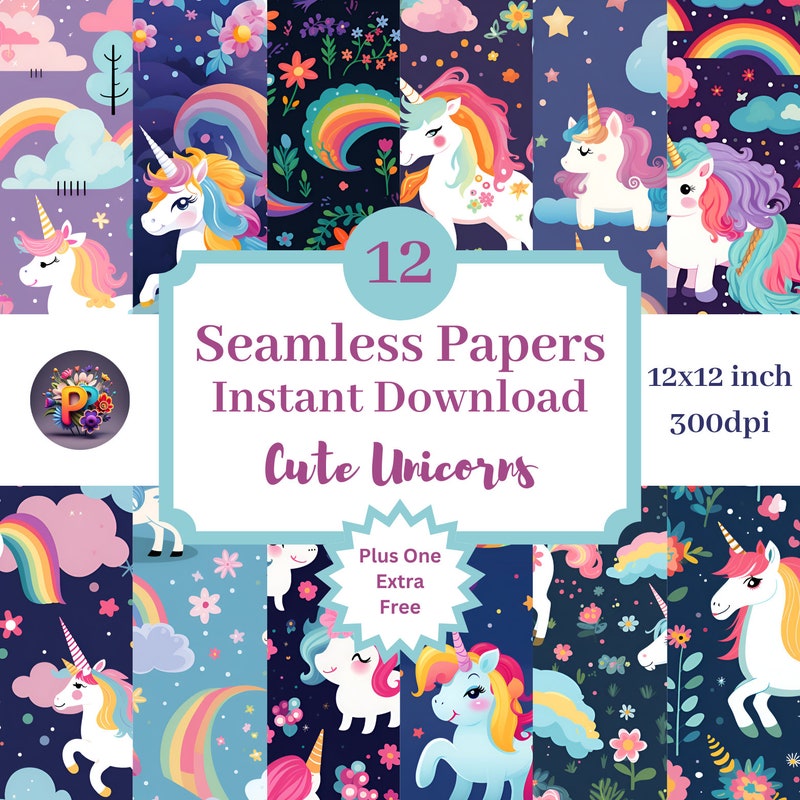 Unicorn Digital Paper - Etsy