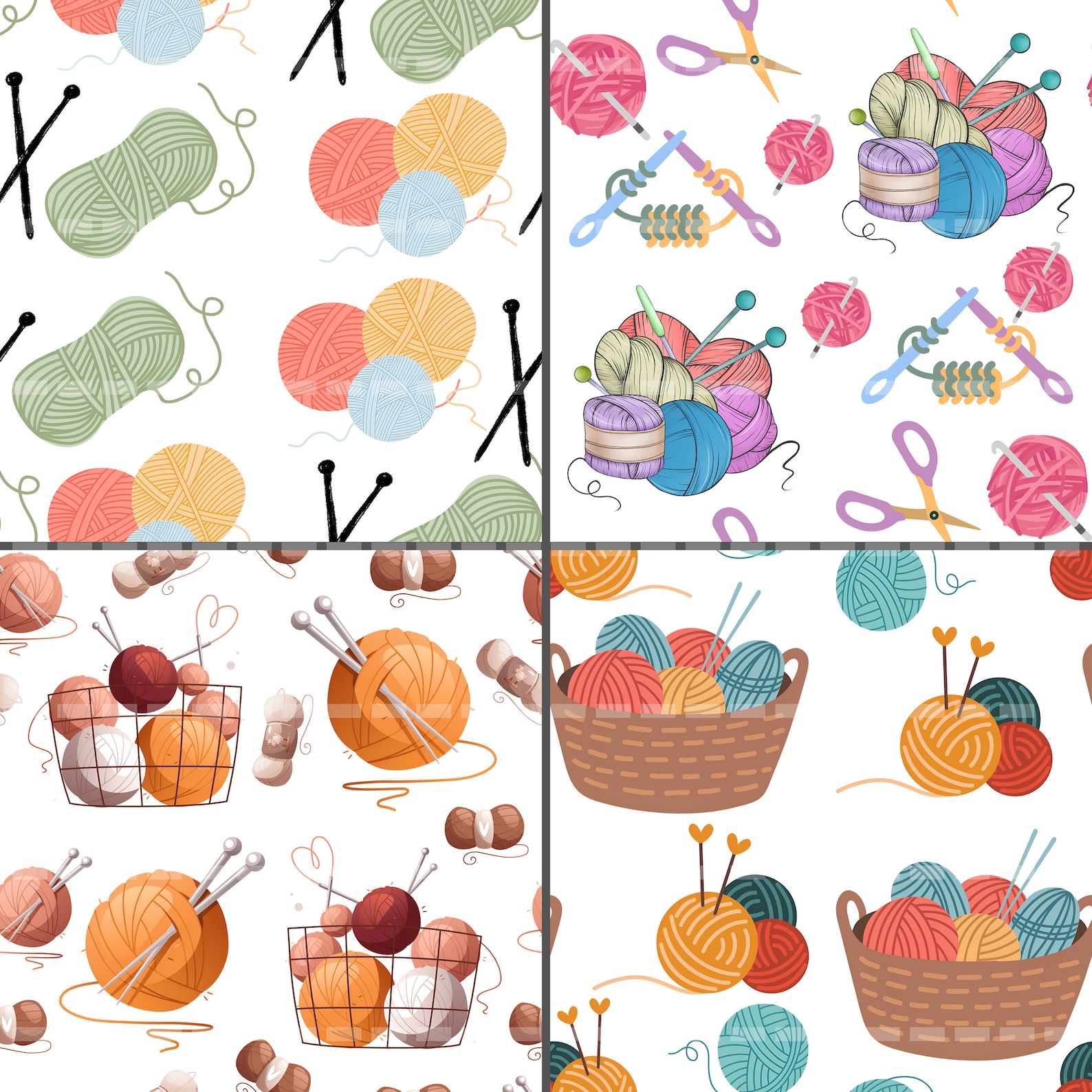 Crochet & Knit Printable Background Scrapbook Papers 12x12 Seamless ...