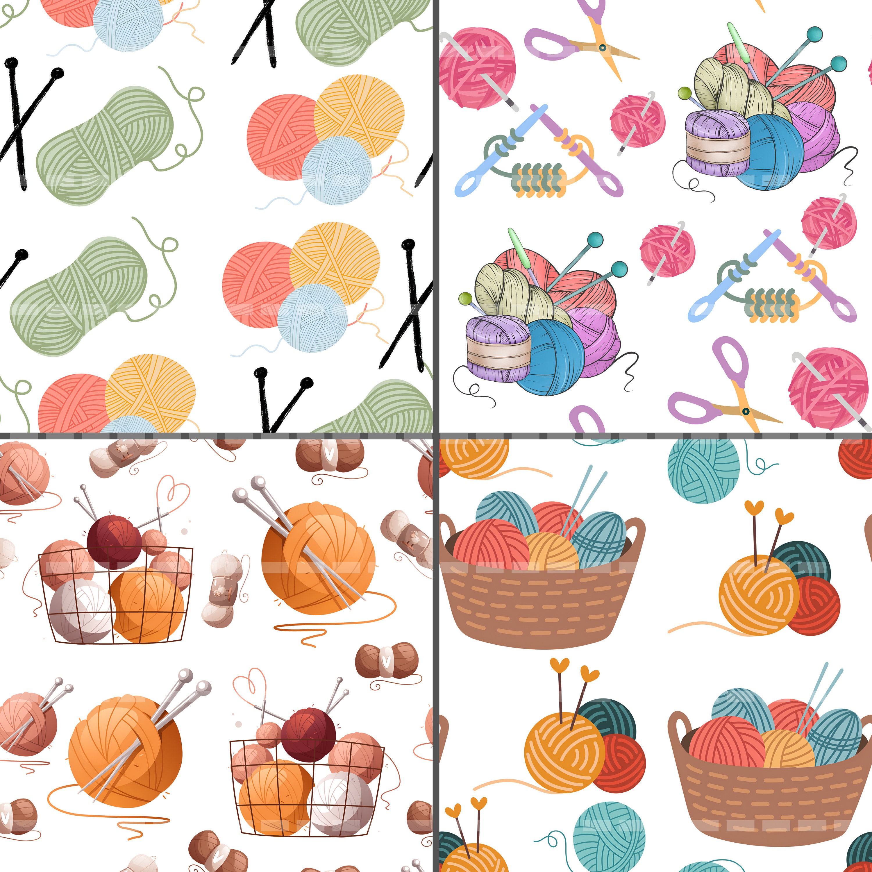 Crochet & Knit Printable Background Scrapbook Papers 12x12 Seamless ...