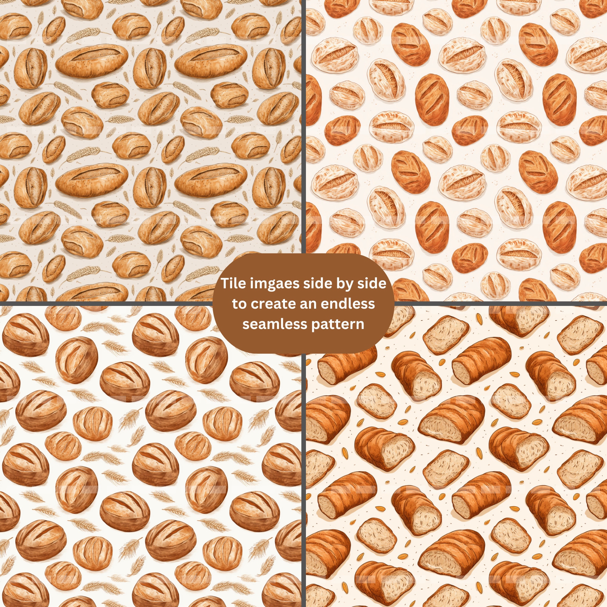 Rustic Bread Printable Background Scrapbook Papers, 12x12 Seamless ...