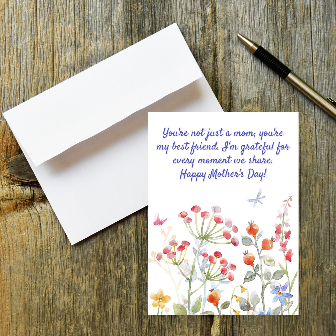 Mother's Day Printable Greeting Card Includes DIY Printable Envelope ...