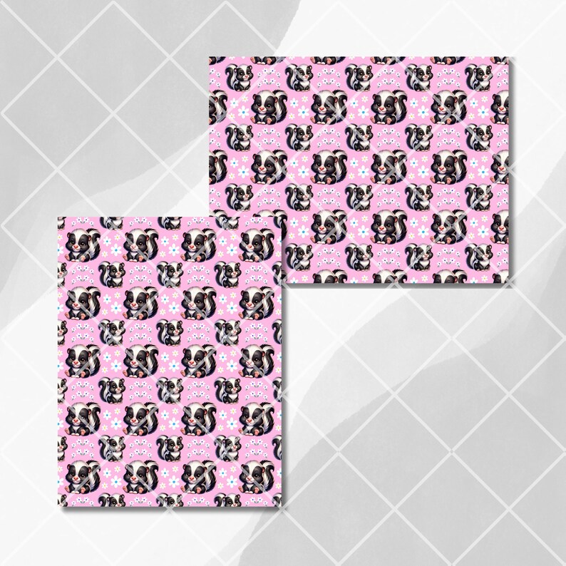 Cute Baby Skunks 8.5x11 Repeat Pattern Digital Paper Printable ...