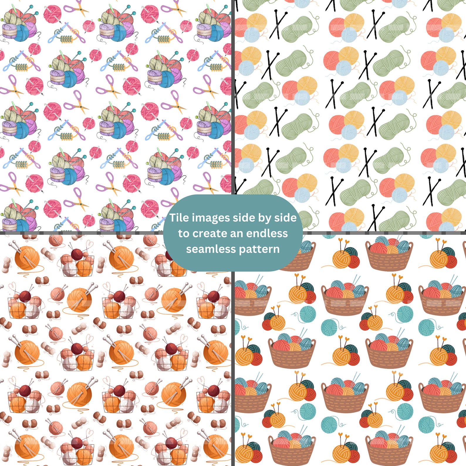 Crochet & Knit Printable Background Scrapbook Papers 12x12 Seamless ...