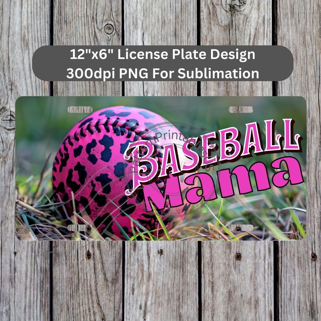 Baseball Mama License Plate Sublimation Design Instant Download PNG ...