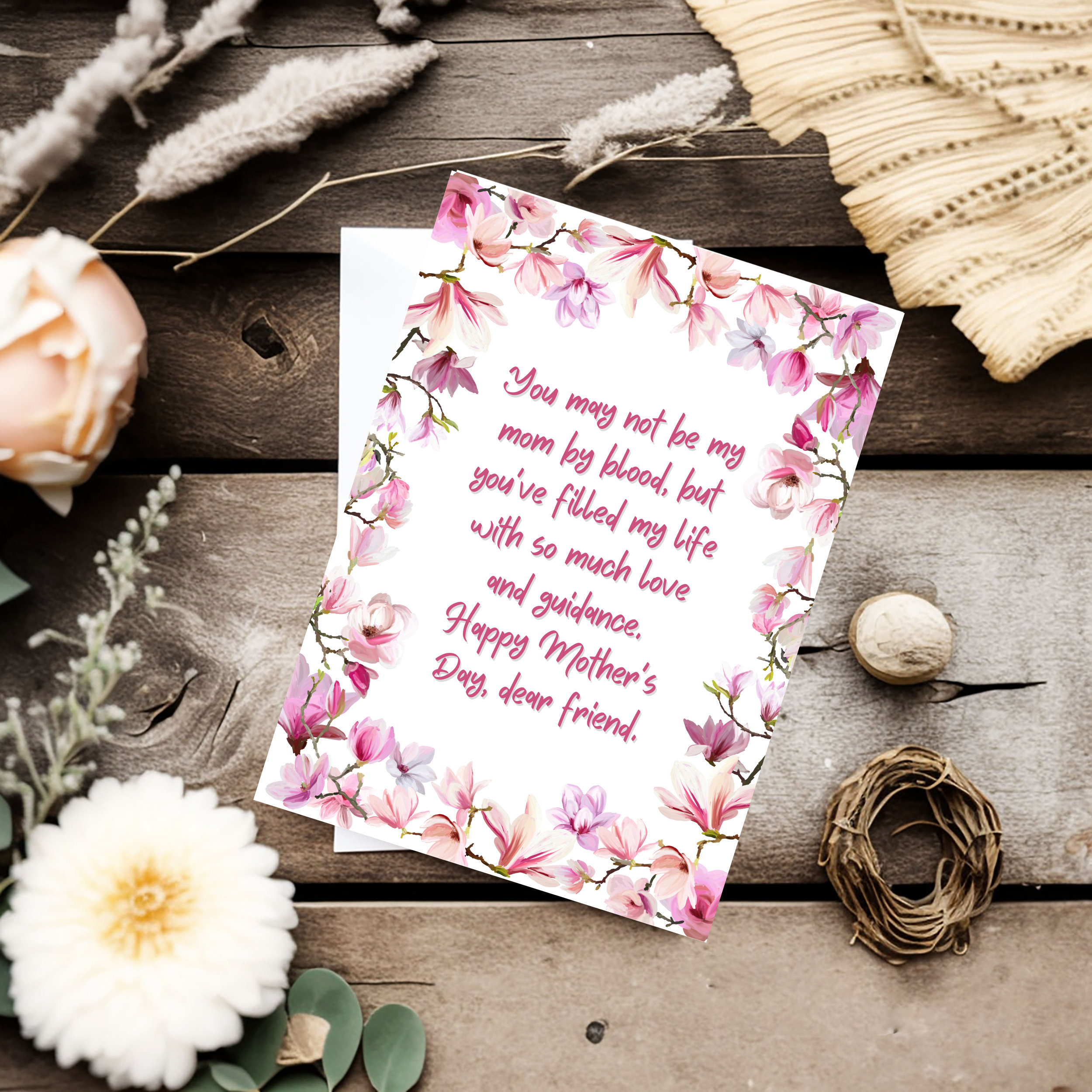 Stepmom Mother's Day Printable DIY Greeting Card and Envelope Template ...