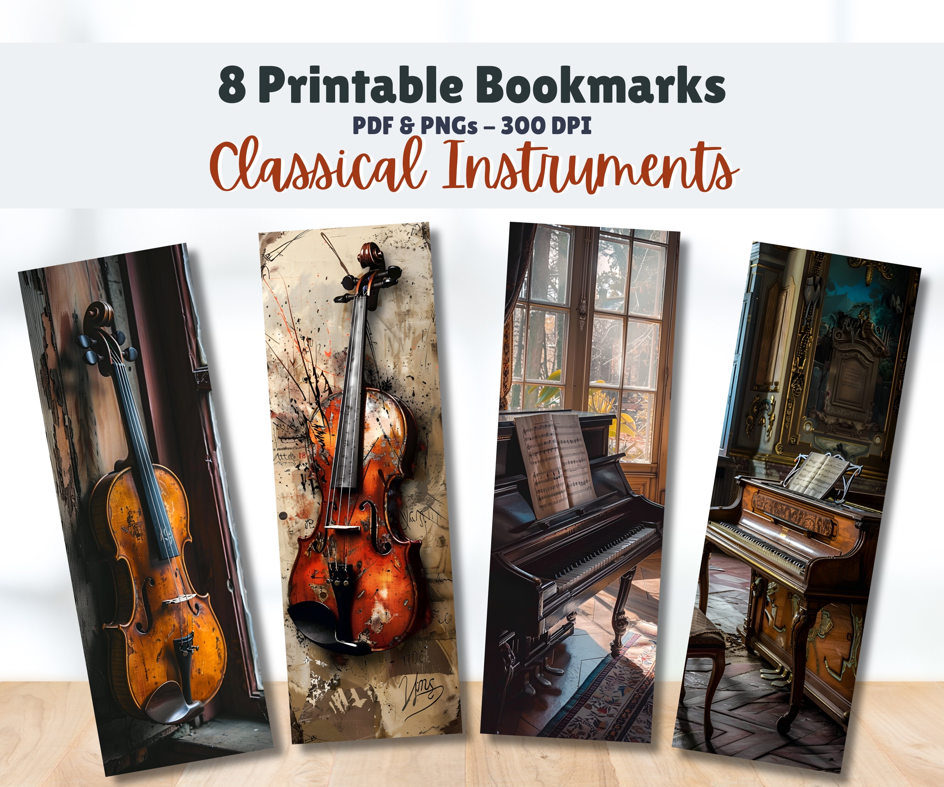 Printable Bookmarks Set of 8 Digital Download 11x8.5 PDF and Separate ...