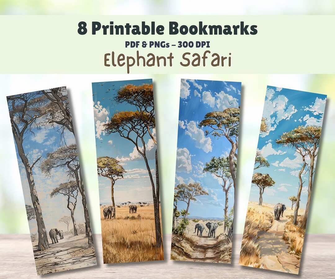 Printable Bookmarks Set of 8 Digital Download 11x8.5 PDF and Separate ...