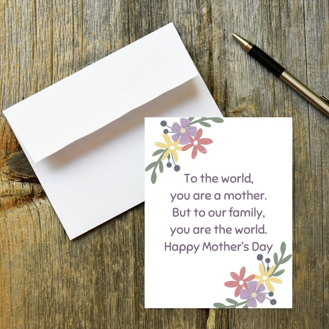 Mother's Day Printable Greeting Card Includes DIY Printable Envelope ...