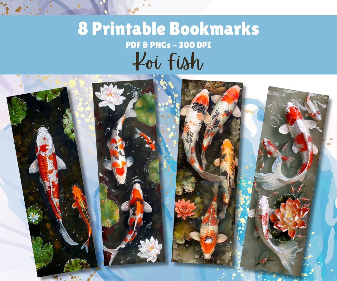 Printable Bookmarks Set of 8 Digital Download 11x8.5 PDF and Separate ...