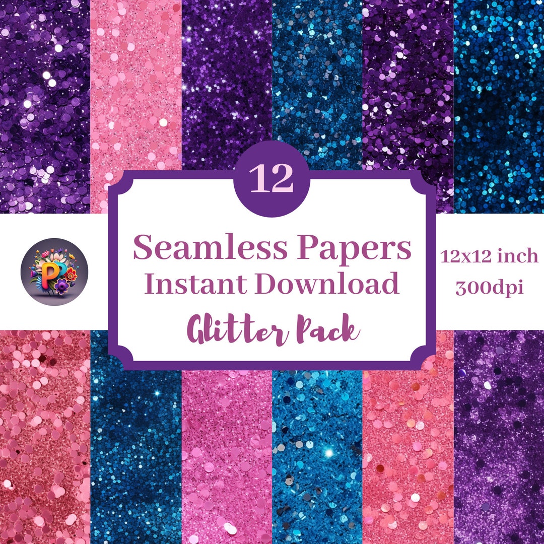 Glitter Pack Digital Paper, Pink Purple Blue Glitter Printable ...