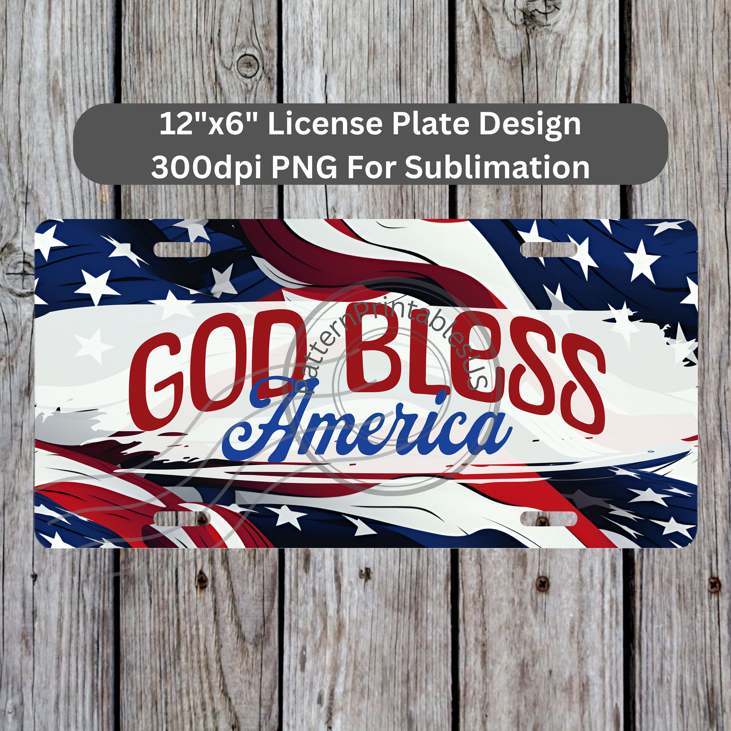 God Bless America License Plate Sublimation Design Instant Download PNG ...