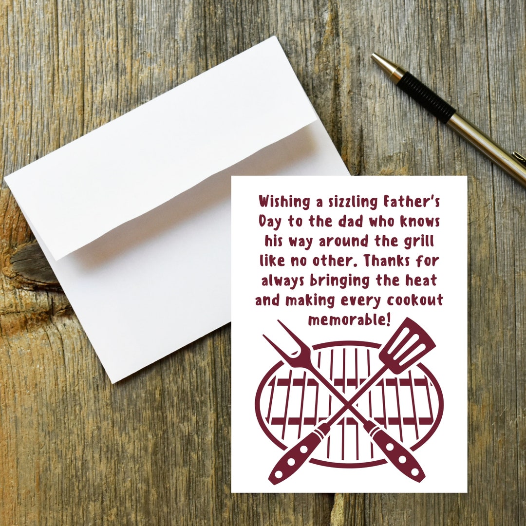 Grill Master Father's Day Printable Greeting Card With DIY Printable ...