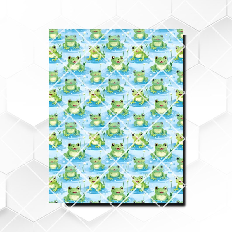 Cute Frogs Digital Paper, Printable Background Scrapbook Papers 8.5x11 ...