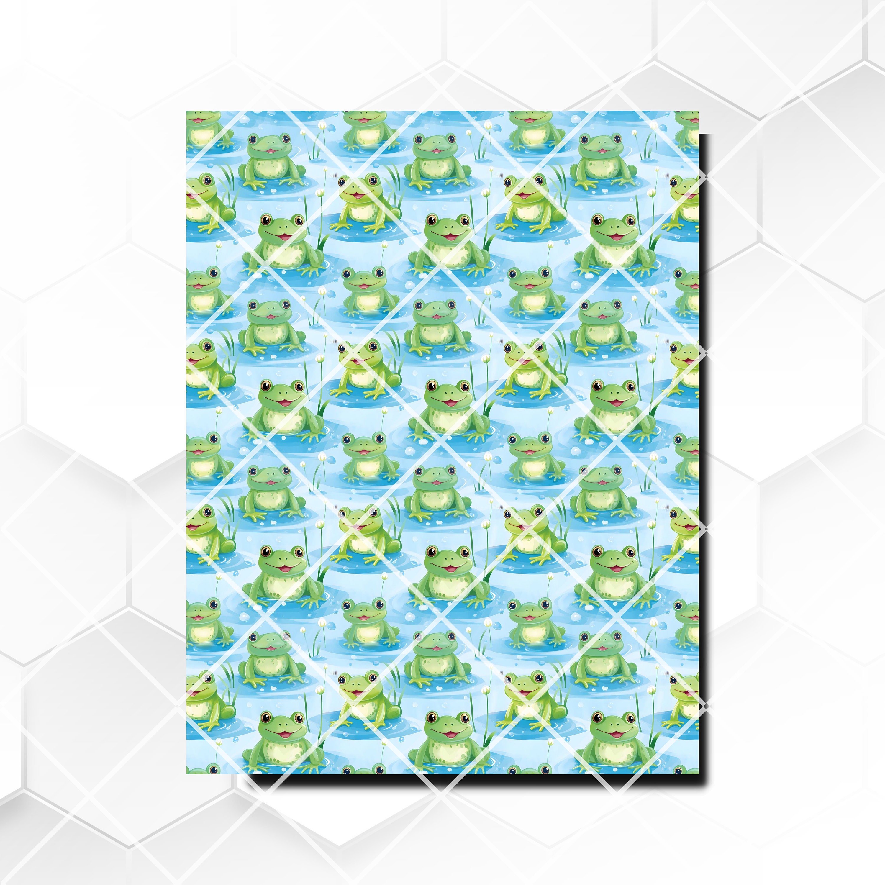 Cute Frogs Digital Paper, Printable Background Scrapbook Papers 8.5x11 ...