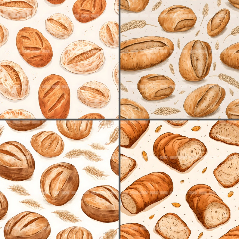 Rustic Bread Printable Background Scrapbook Papers, 12x12 Seamless ...