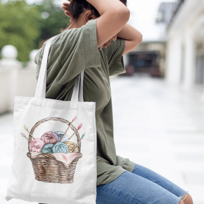 Cottagecore Yarn Baskets Clipart Bundle Set of 16 Digital Scrapbook ...