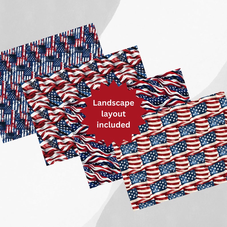 American Flags Digital Paper, Printable Background Scrapbook Papers 8 ...