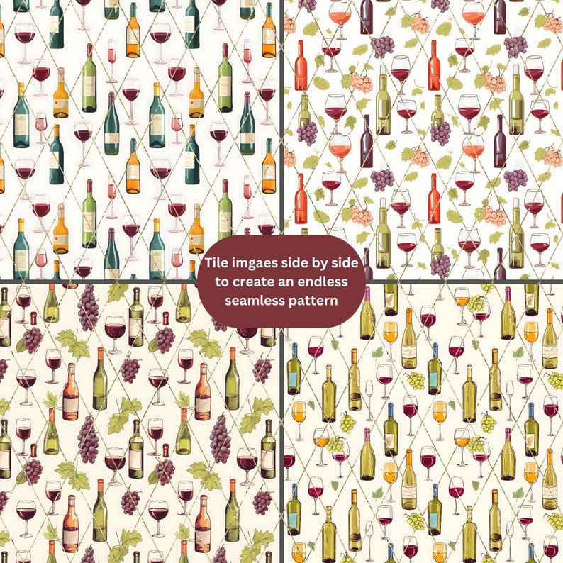 Wine Bottles Transparent Background Scrapbook Papers, 12x12 Seamless ...