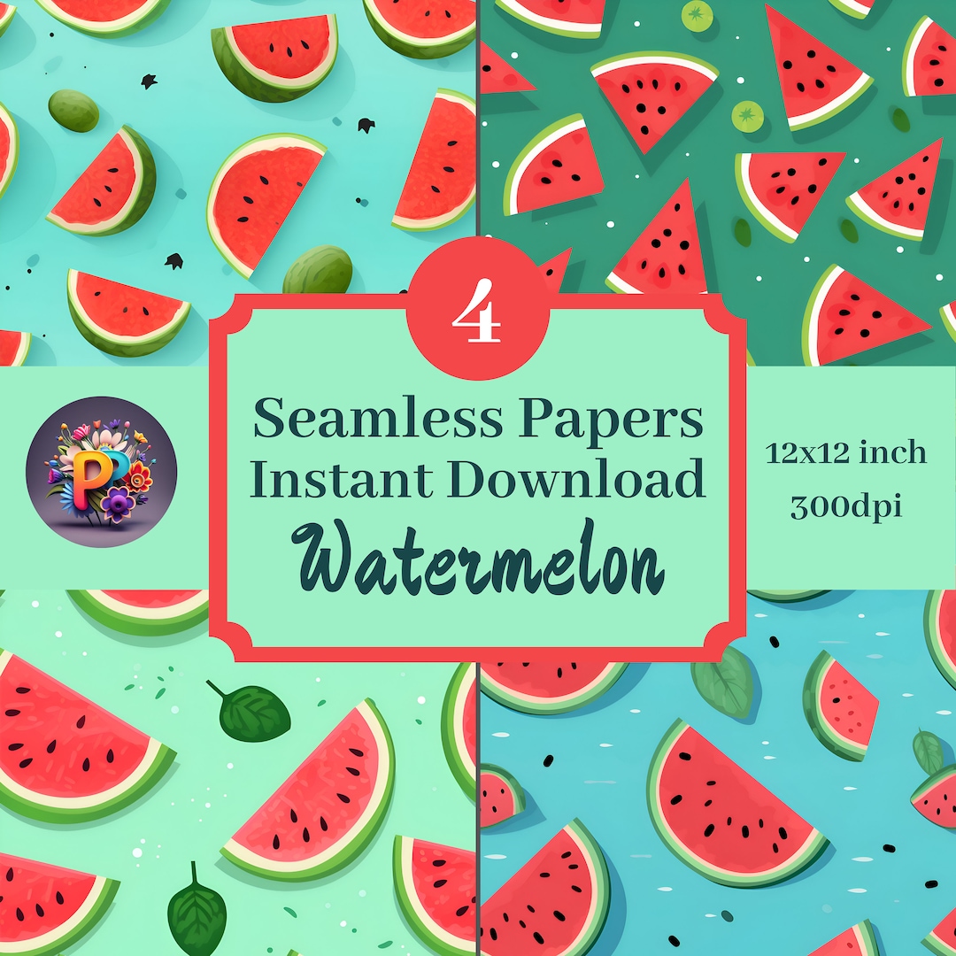 Watermelon Printable Background Scrapbook Papers, 12x12 Seamless ...