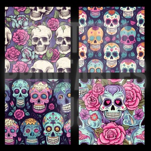 Sugar Skulls Digital Paper, Printable Background, Scrapbook Papers ...
