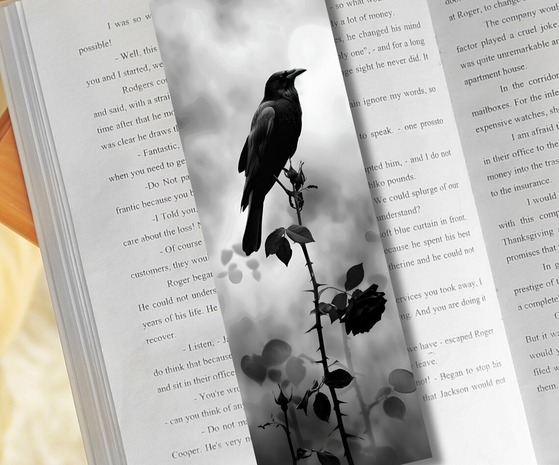 Ravens & Roses Printable Bookmarks Set of 8 Digital Download 11x8.5 PDF ...