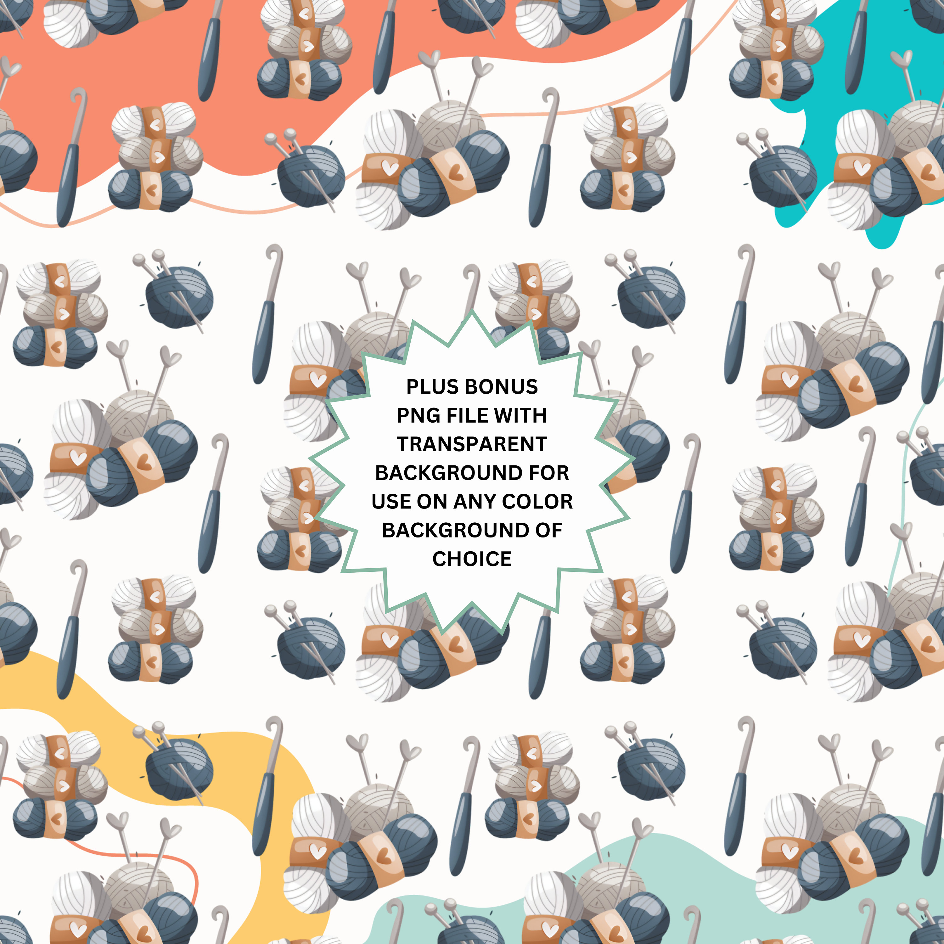 Love to Crochet Printable Background Scrapbook Papers 12x12 Seamless ...