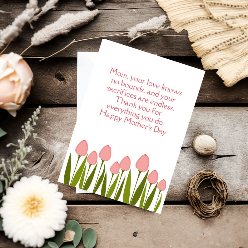 Mother's Day Printable Greeting Card Includes DIY Printable Envelope ...