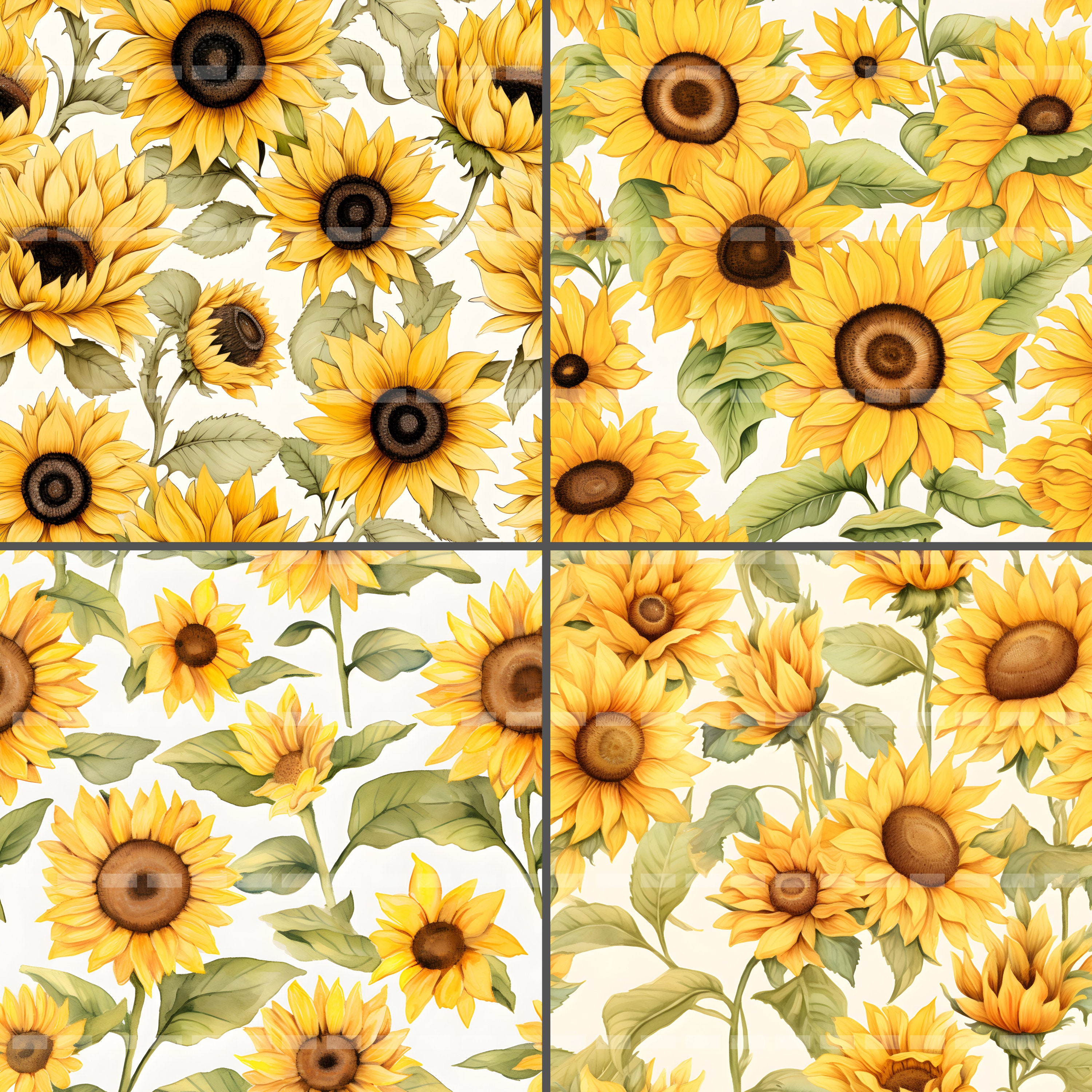 Watercolor Sunflowers Printable Background Scrapbook Papers 12x12 ...