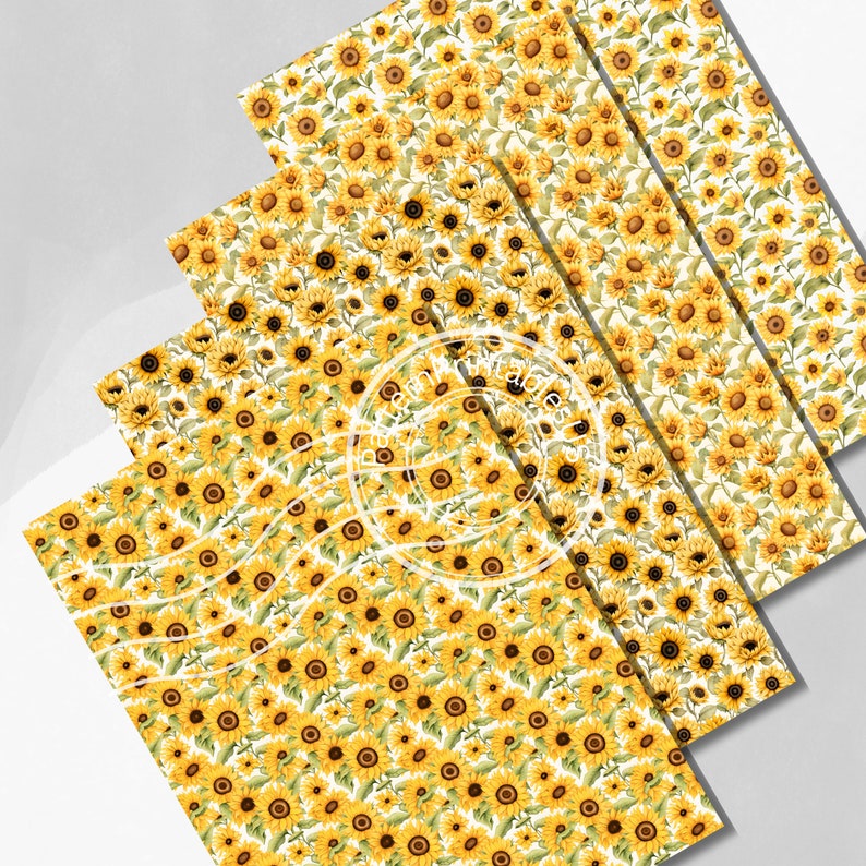 Watercolor Sunflowers 8.5x11 Repeat Pattern Digital Paper Printable ...