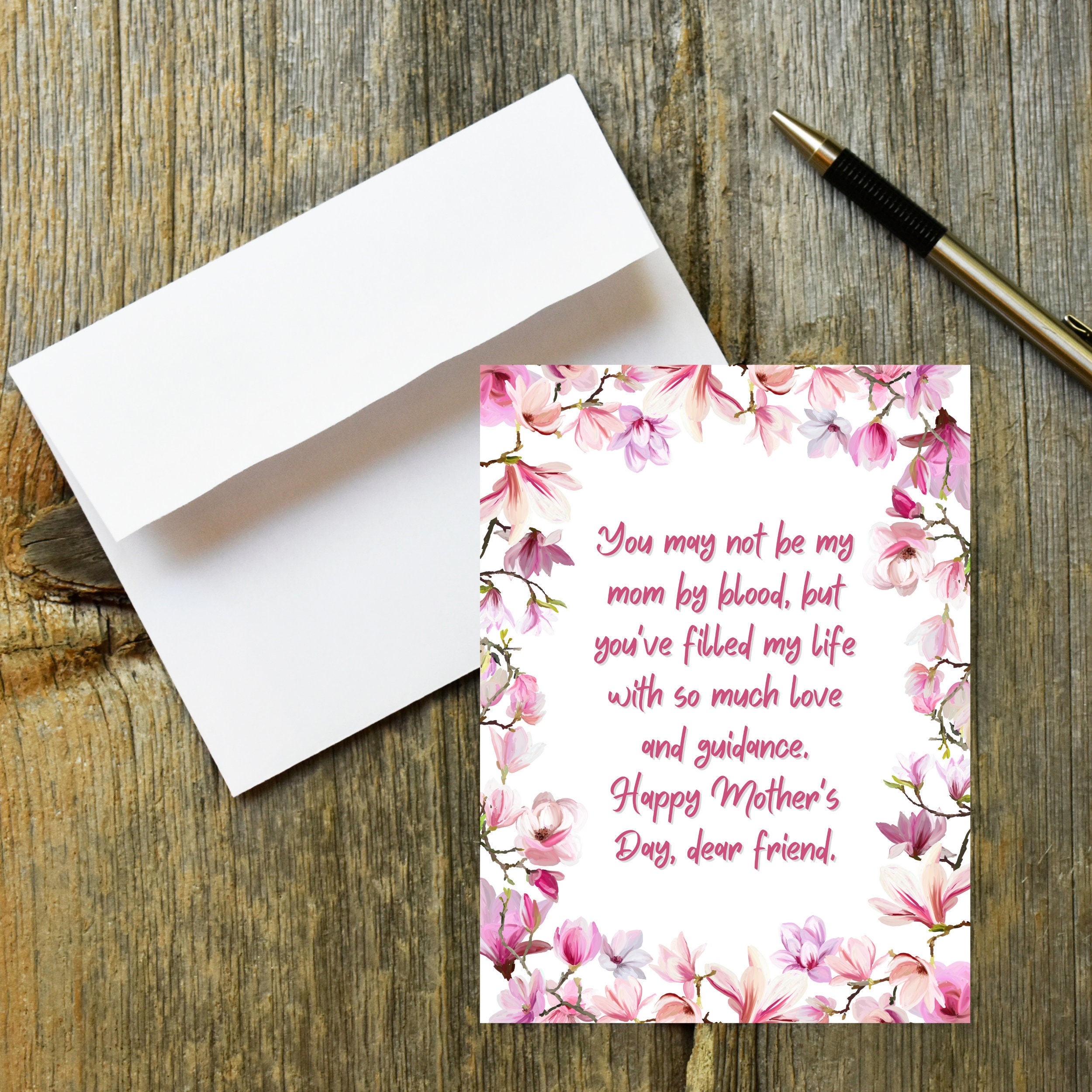 Stepmom Mother's Day Printable DIY Greeting Card and Envelope Template ...