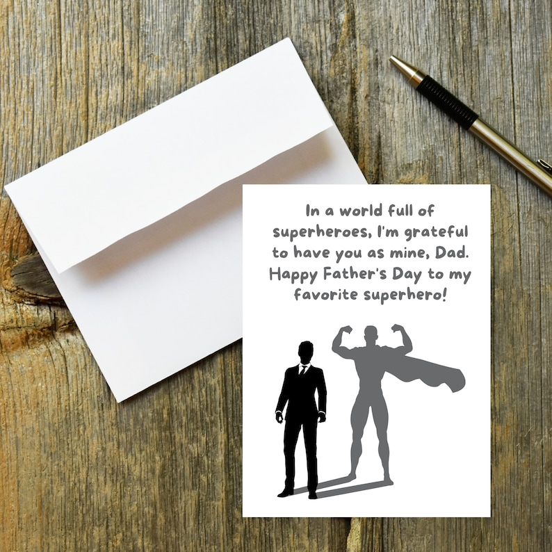 Superhero Father's Day Printable Greeting Card With DIY Printable ...