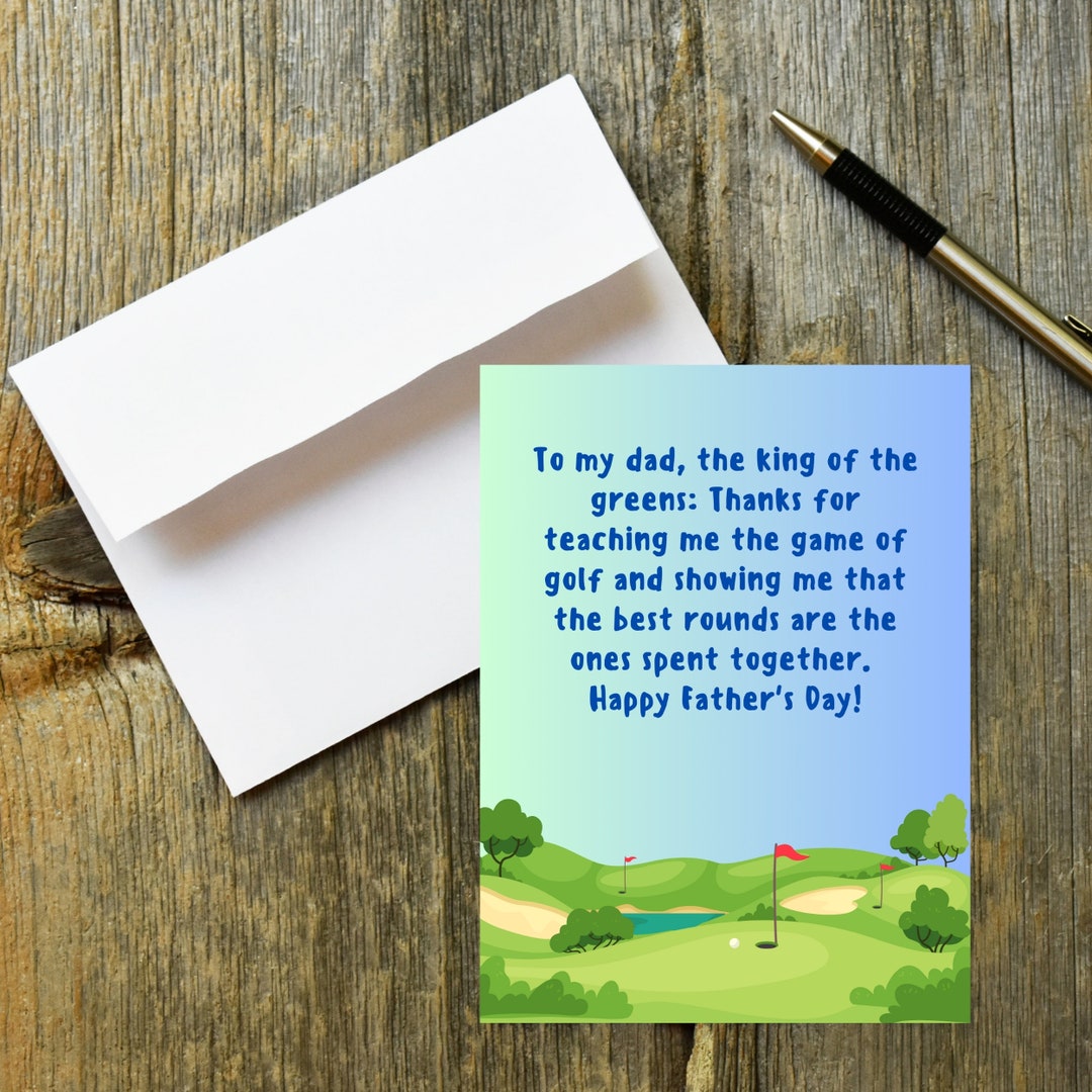 Golf Father's Day Printable Greeting Card With DIY Printable Envelope ...