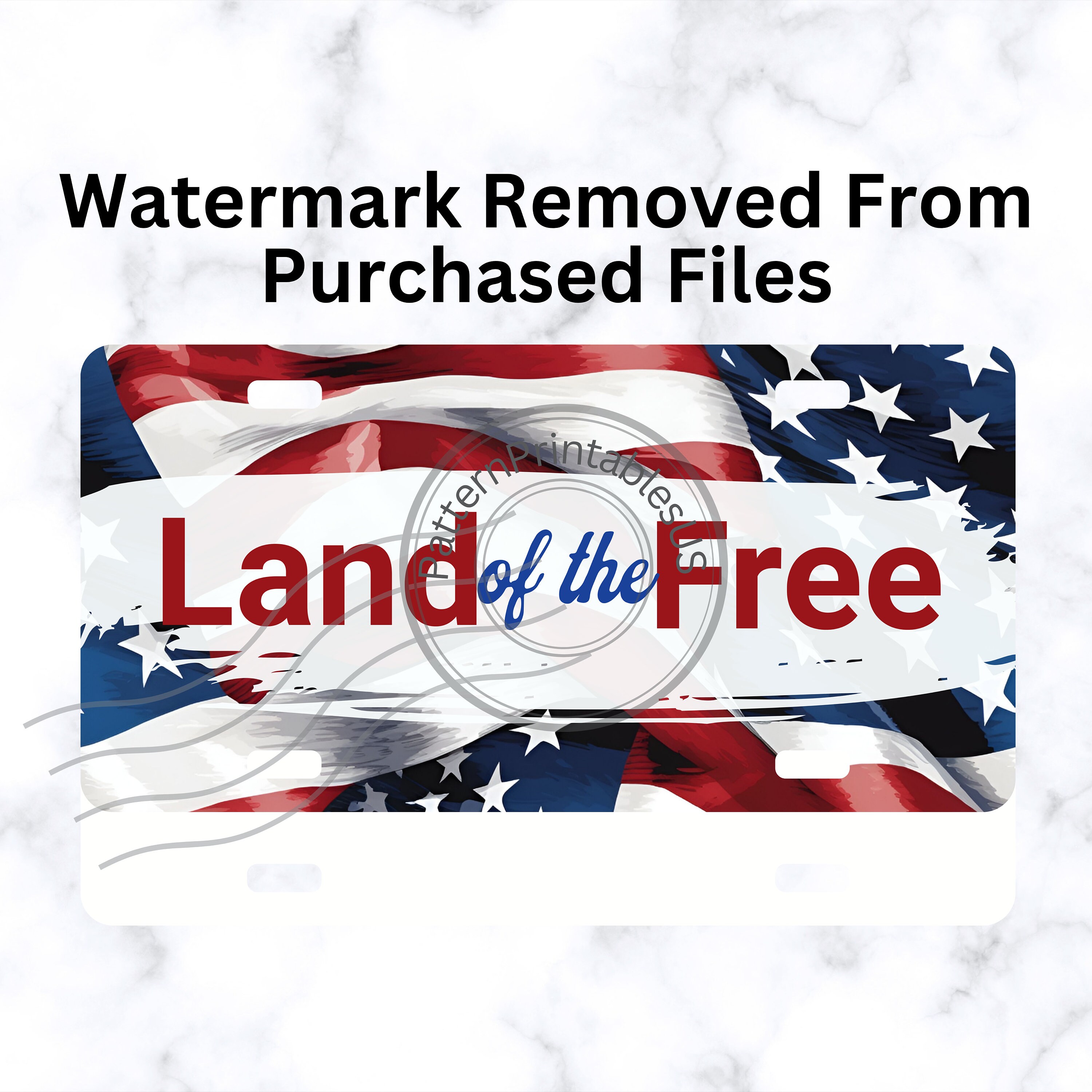 Land of the Free License Plate Sublimation Design Instant Download PNG ...