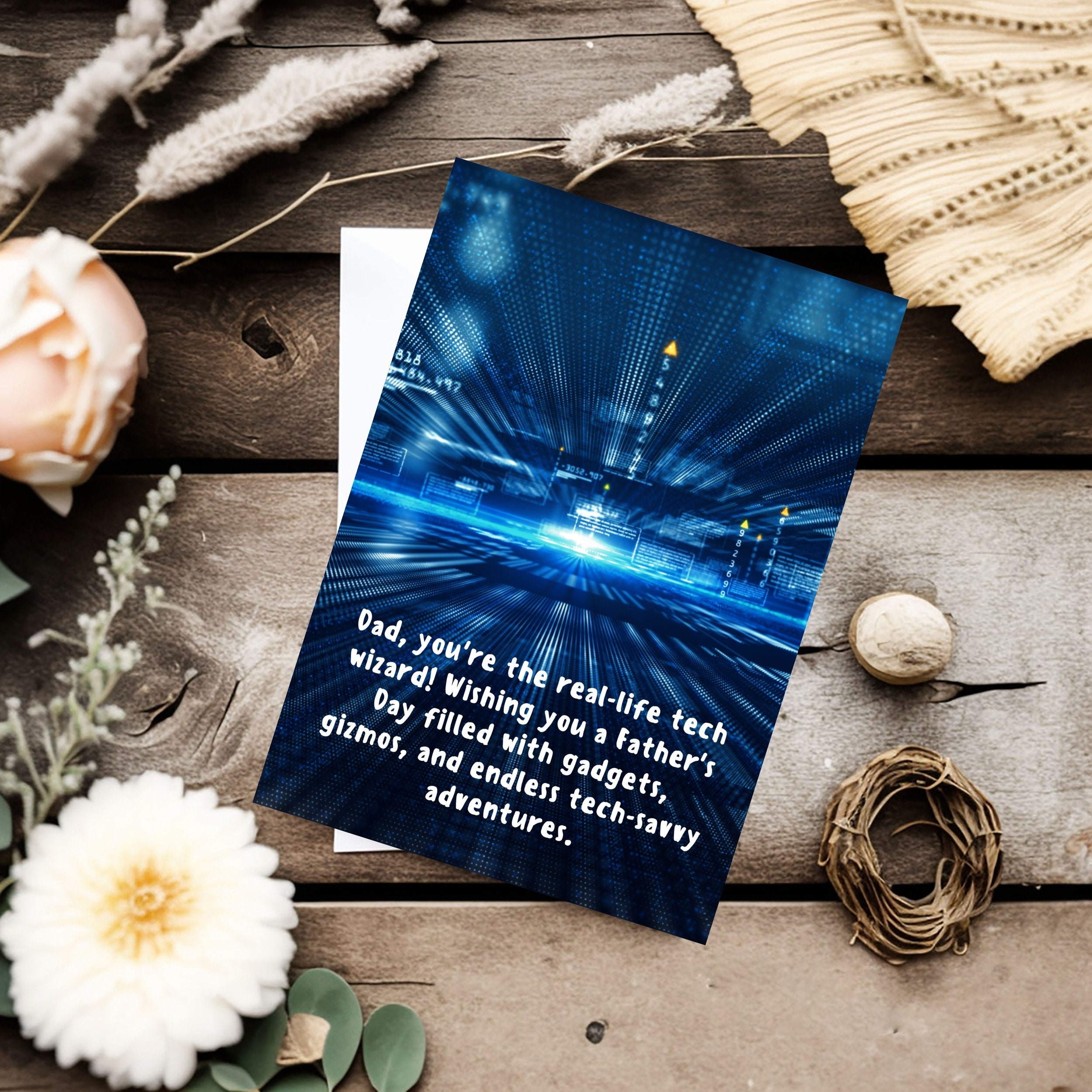 Tech Father's Day Printable Greeting Card With DIY Printable Envelope ...