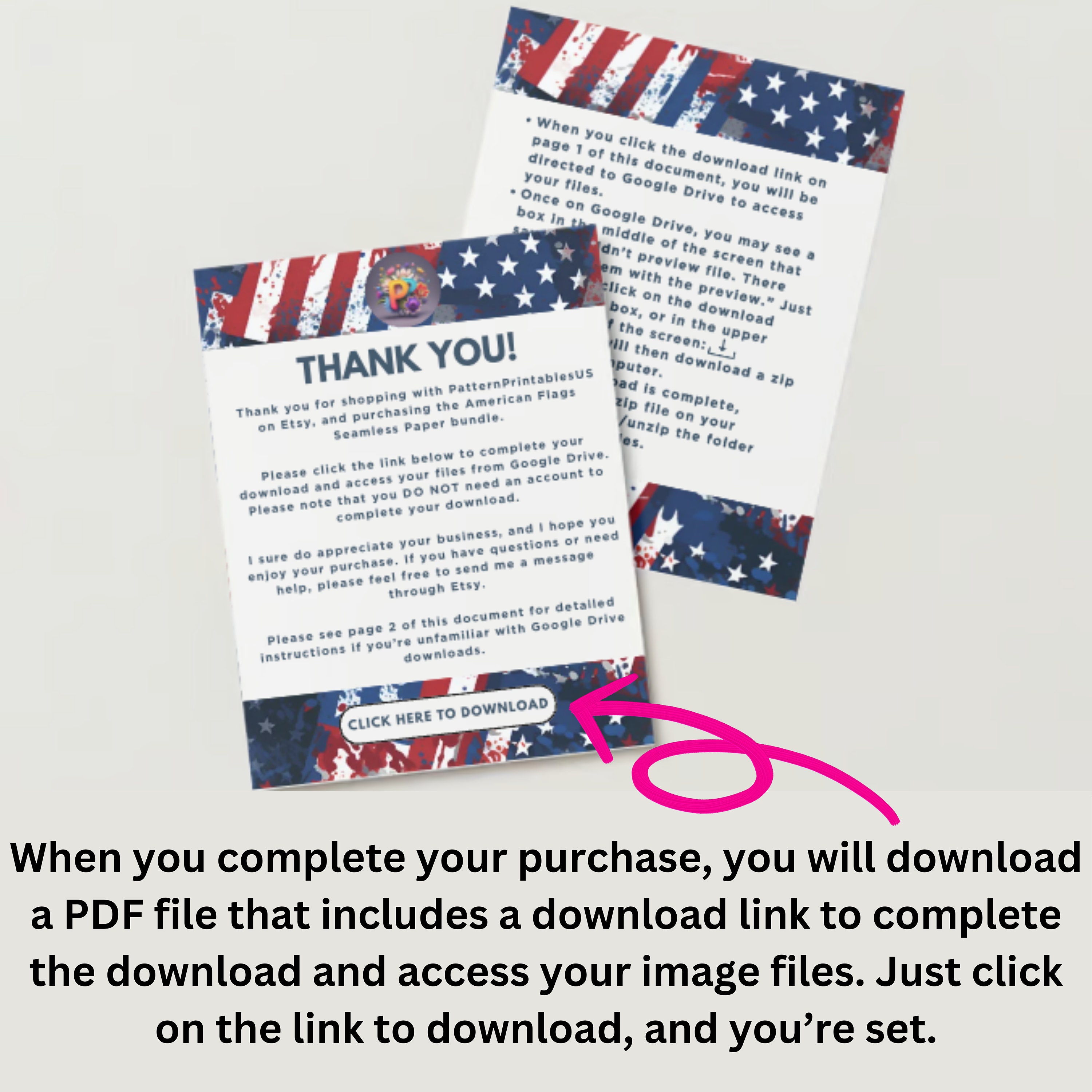 American Flags Digital Paper Printable Background Scrapbook Papers ...