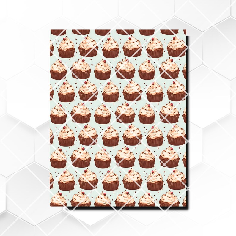 Frosted Cupcakes Digital Paper, Printable Background Scrapbook Papers 8 ...