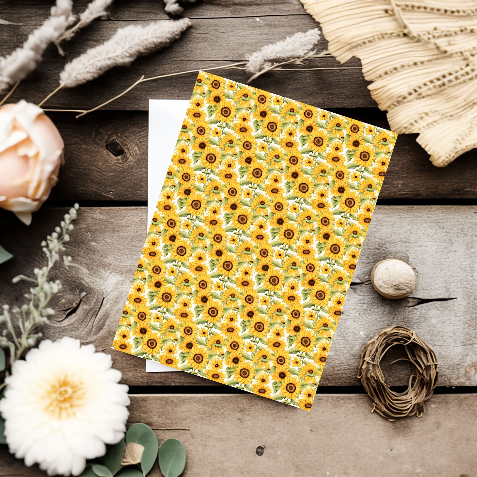 Watercolor Sunflowers 8.5x11 Repeat Pattern Digital Paper Printable ...