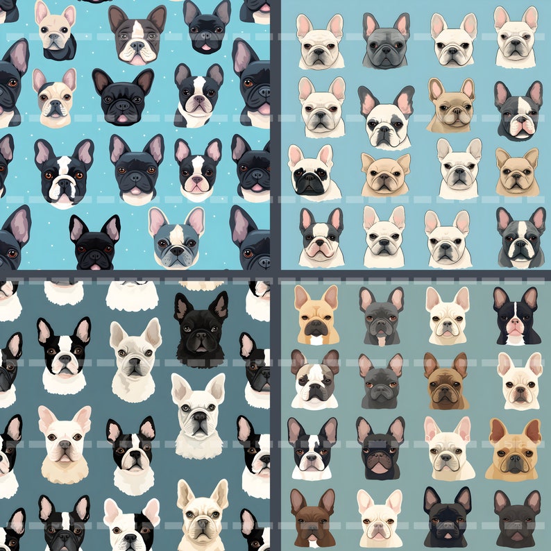 Cute Frenchies Printable Background Scrapbook Papers, 12x12 Seamless ...