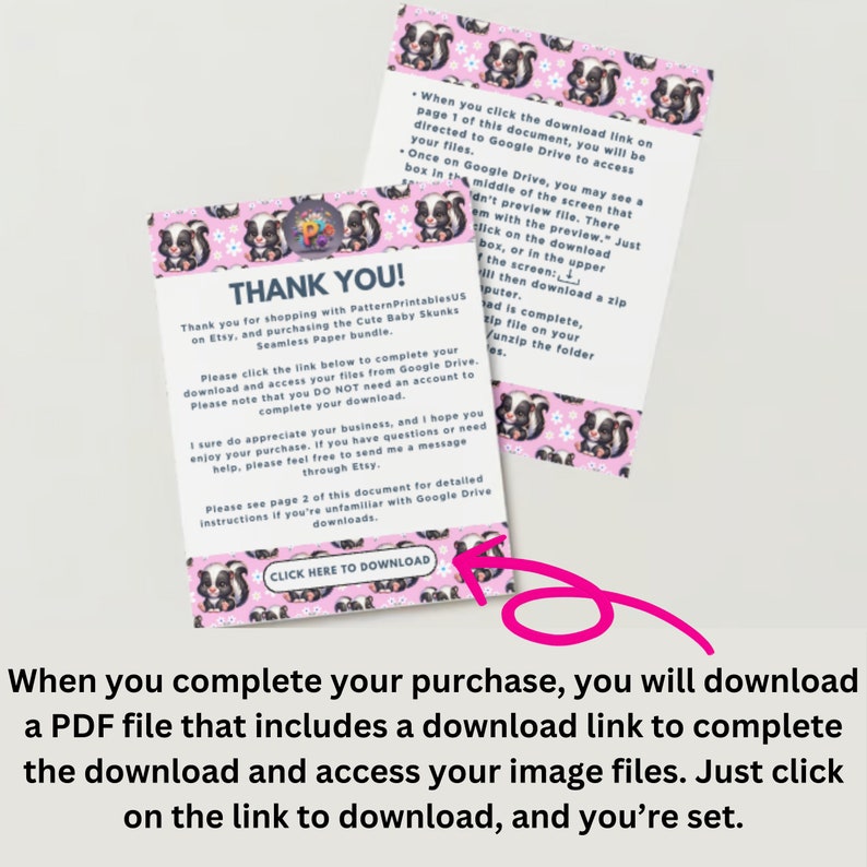 Cute Baby Skunks 12x12 Seamless Pattern Digital Paper Printable ...